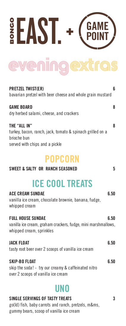 New Evening Menu - Game Point